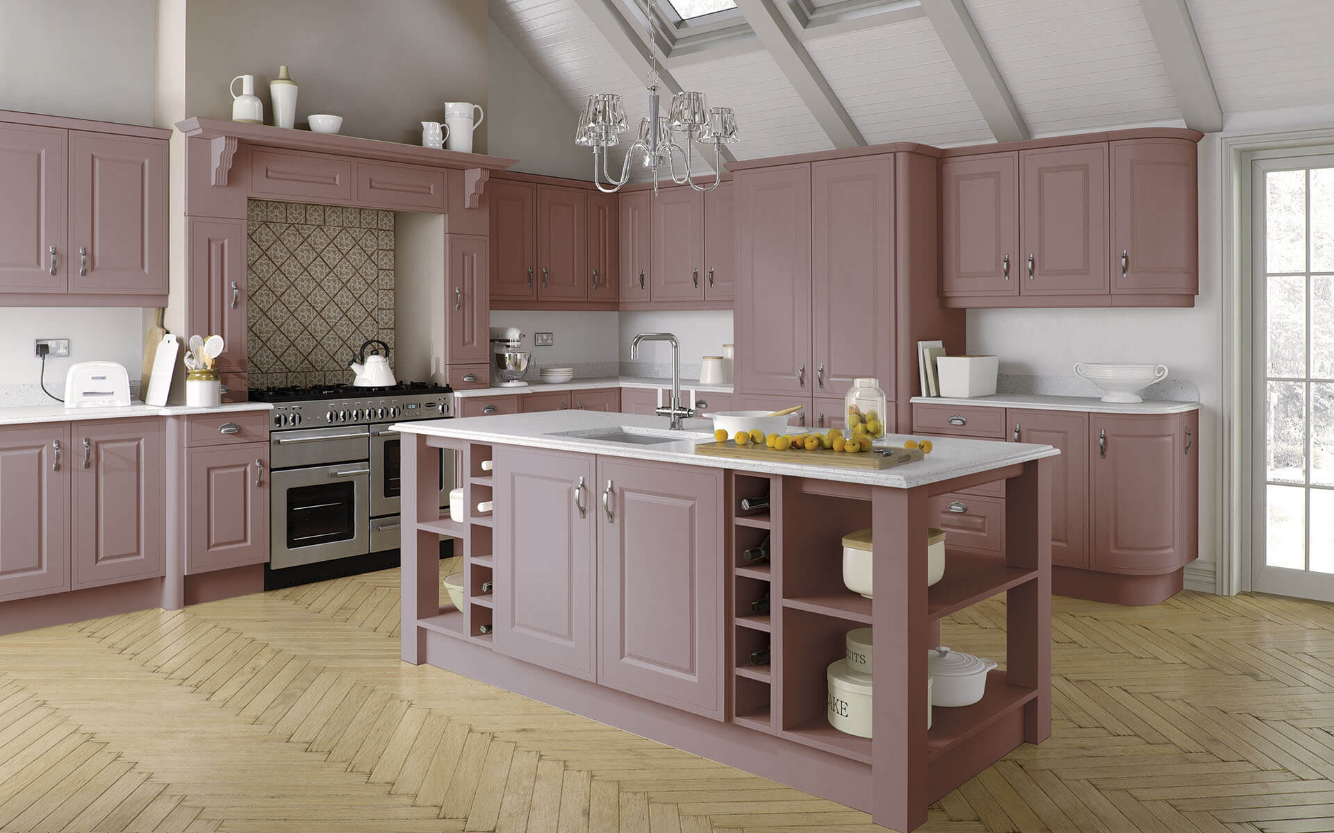 6 Pink In-Frame Kitchens and Kitchen Units