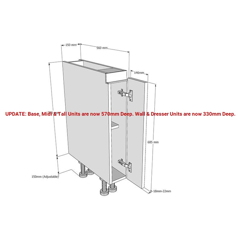 150mm True Handleless Highline Base Unit