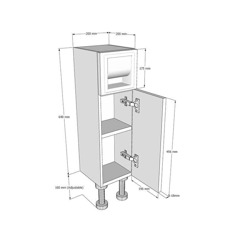 200mm Toilet Roll Cabinet - Reduced Depth