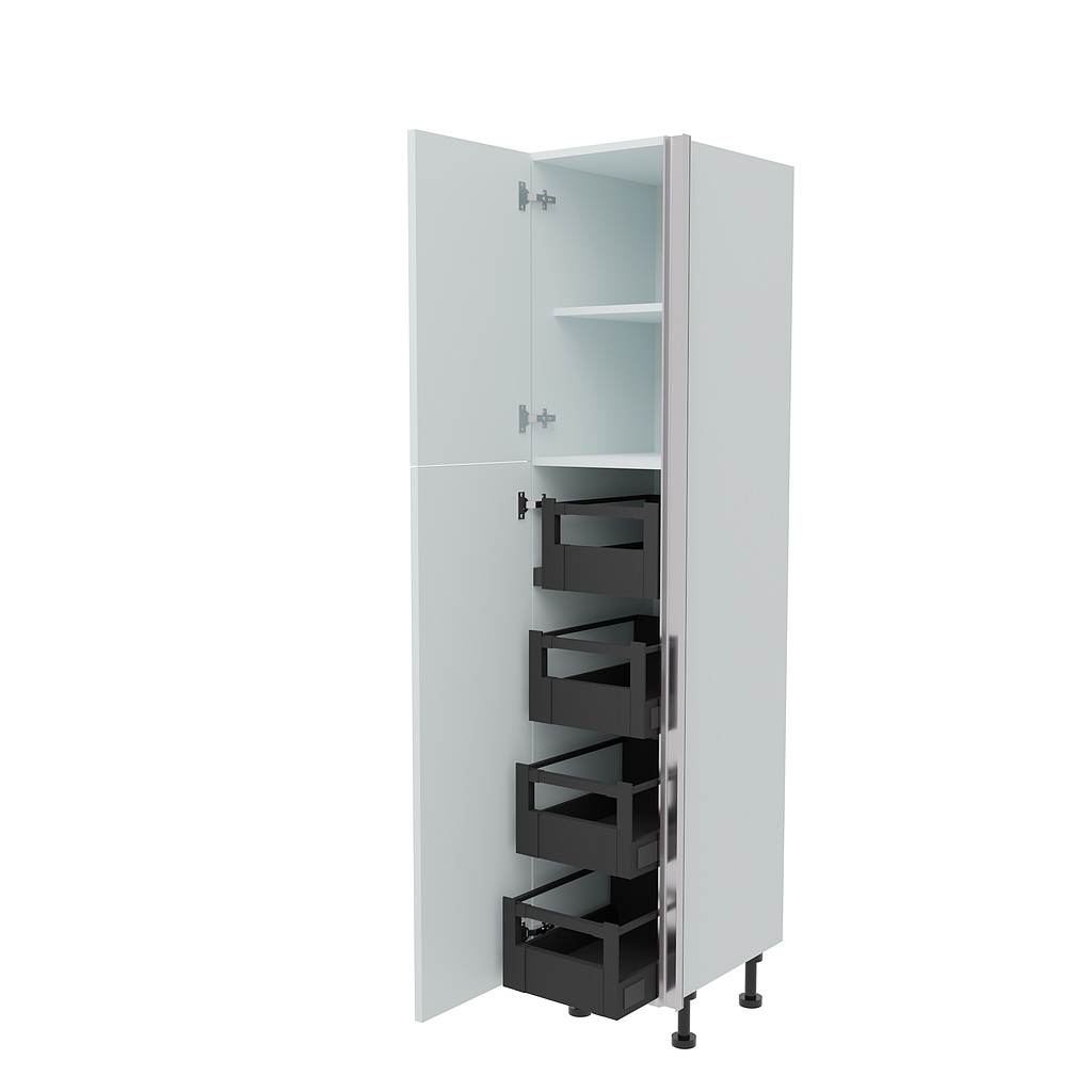 400mm True Handleless Larder Unit with 4 x Internal Drawers - LH Hinge ...