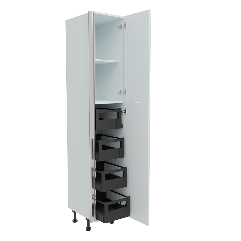400mm True Handleless Larder Unit with 4 x Internal Drawers - RH Hinge ...