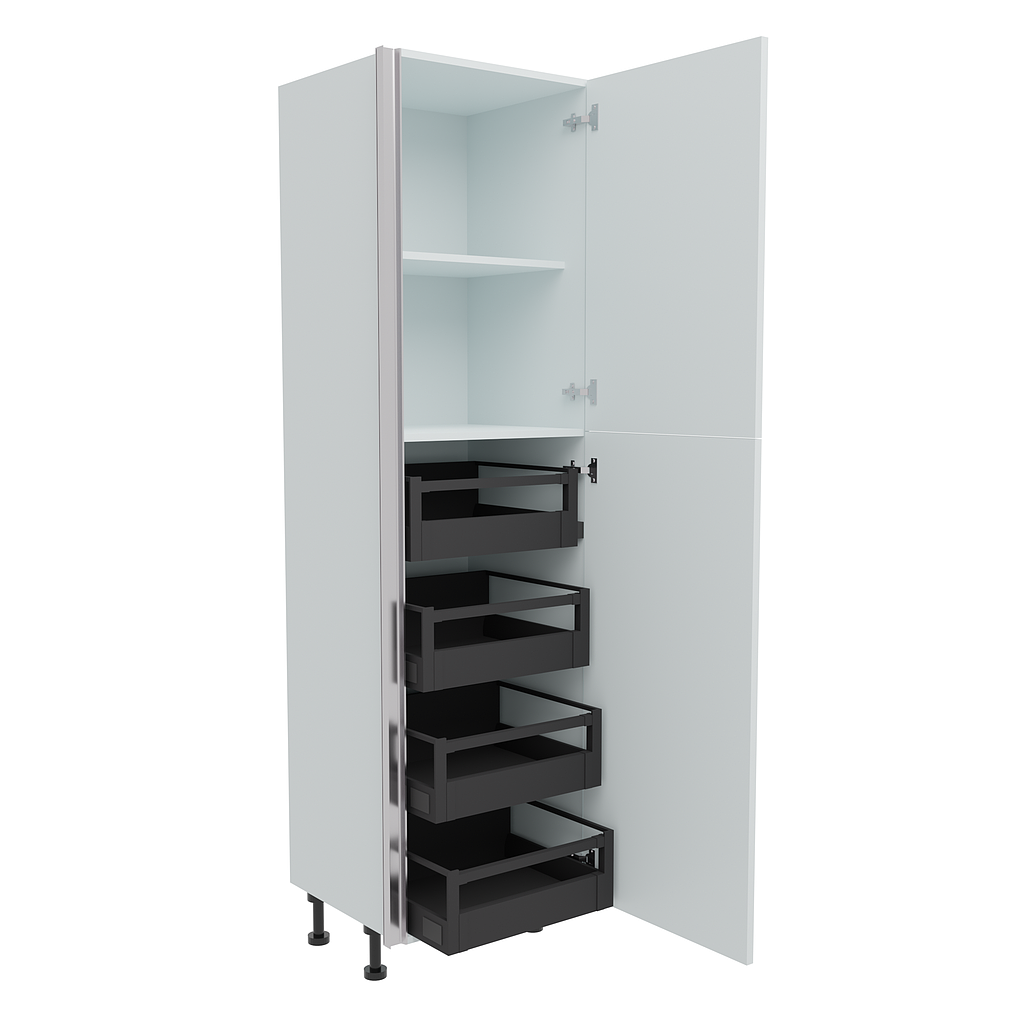 600mm True Handleless Larder Unit with 4 x Internal Drawers - RH Hinge ...