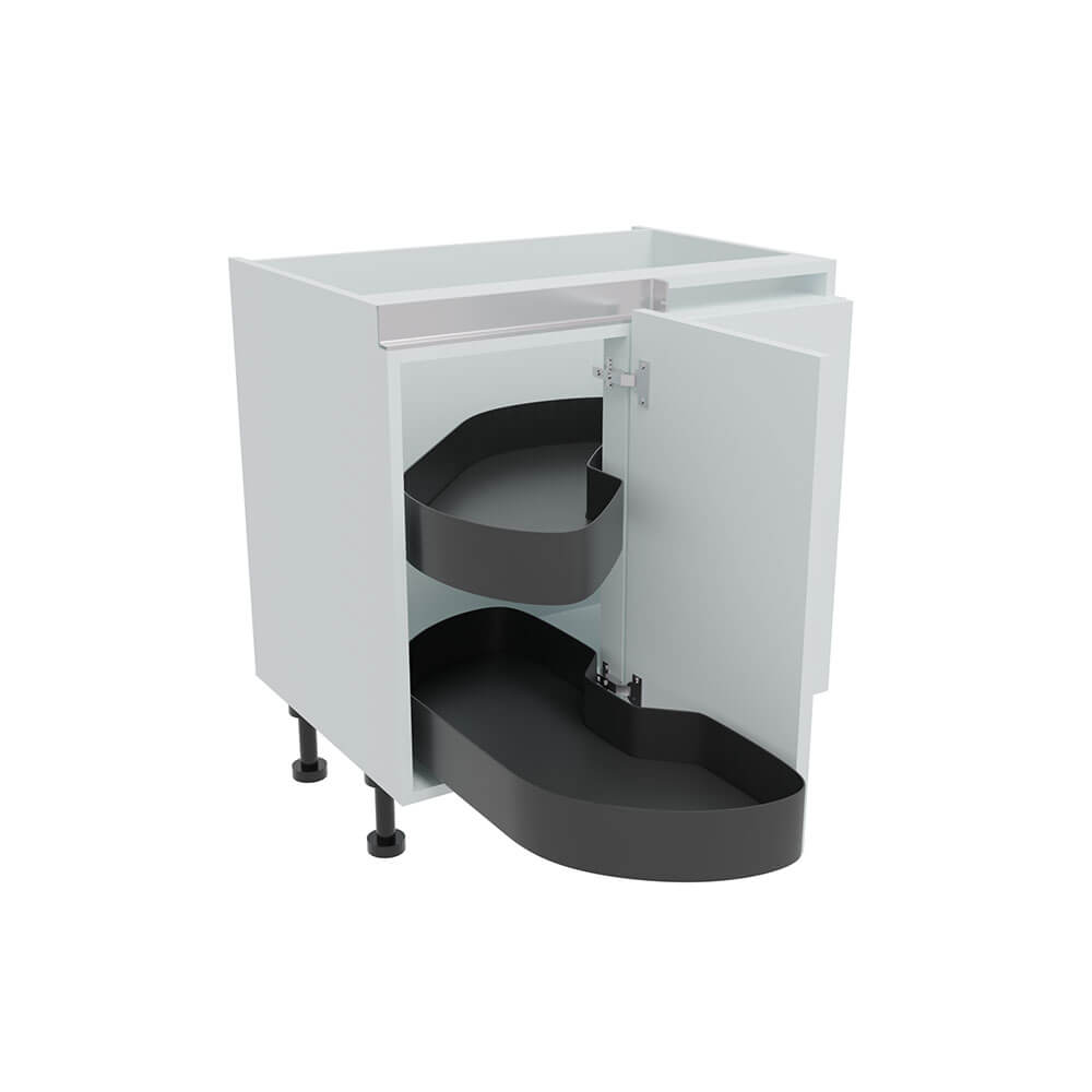800mm True Handleless Highline Corner Base Unit - LAVA Corner Pull Out Shelving - 400mm LH Hand Door