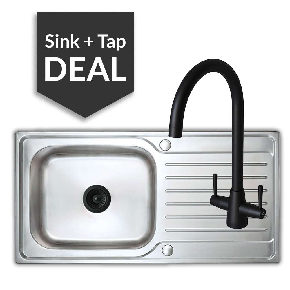Premium Stainless Steel Large Single Bowl Sink & Cascade Matte Black ...