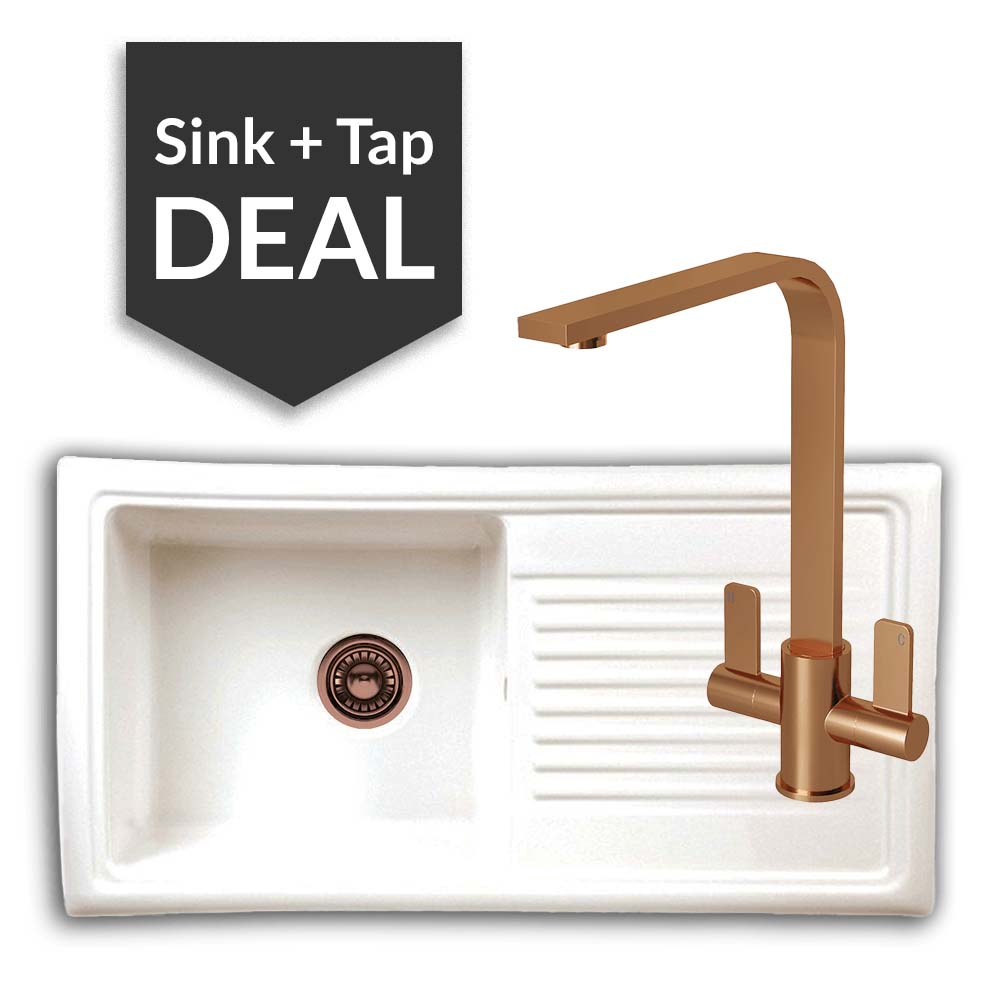 Ceramic Single Bowl Sink & Mesa Copper Tap Pack
