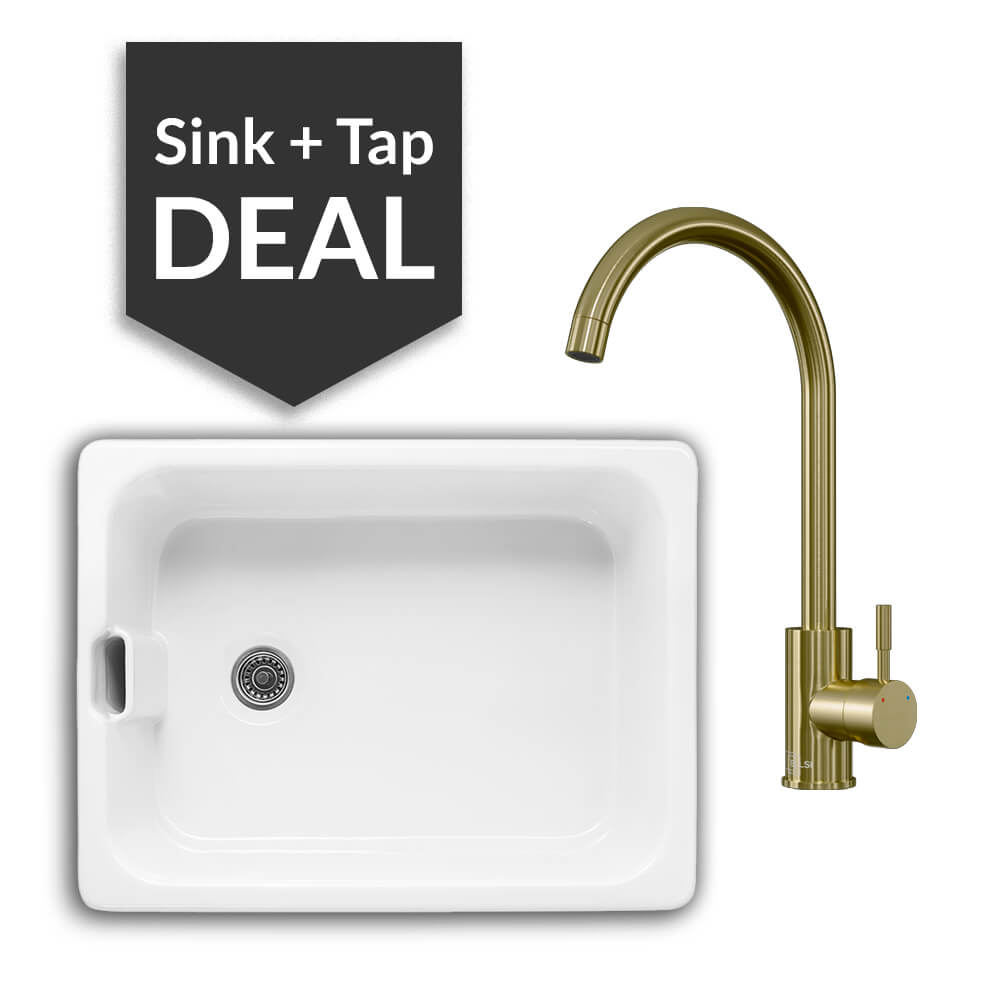 600mm Single Belfast Sink & Varone Brass Tap Pack | Better Kitchens