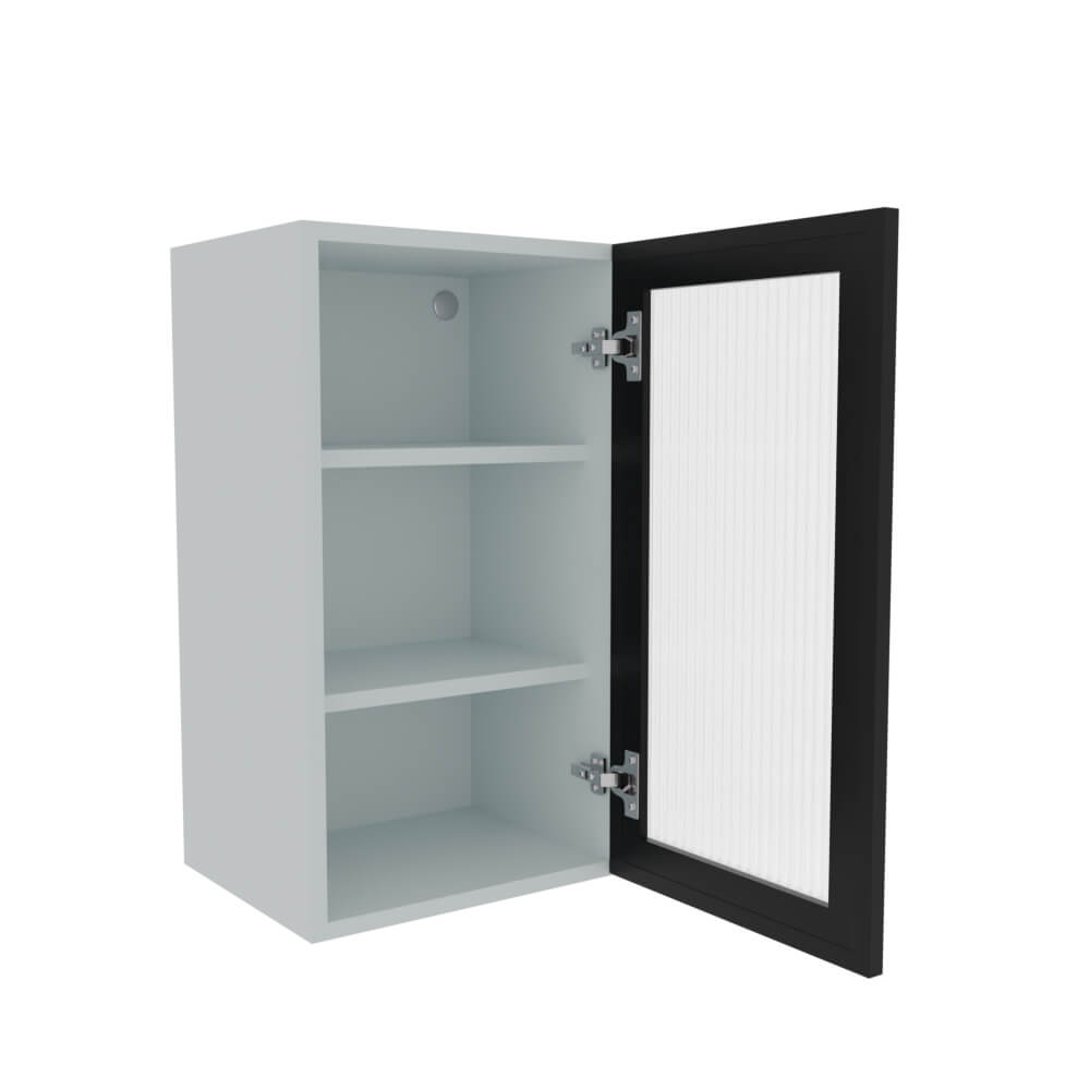 400mm Reeded Glass Wall Unit - Aluminium Frame (Medium) | Better Kitchens